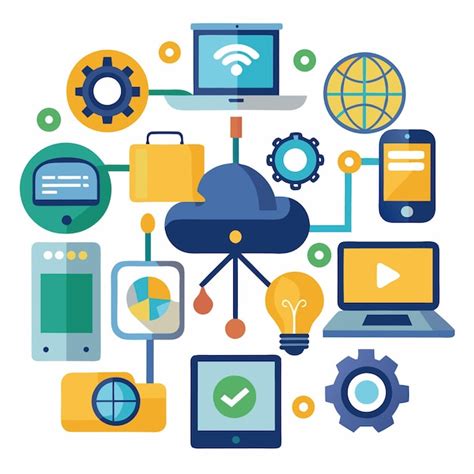 Cloud Computing Network Of Connected Devices Premium Ai Generated Vector