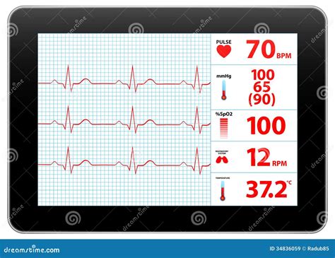 Modern Electrocardiogram Monitor Device Display Stock Vector