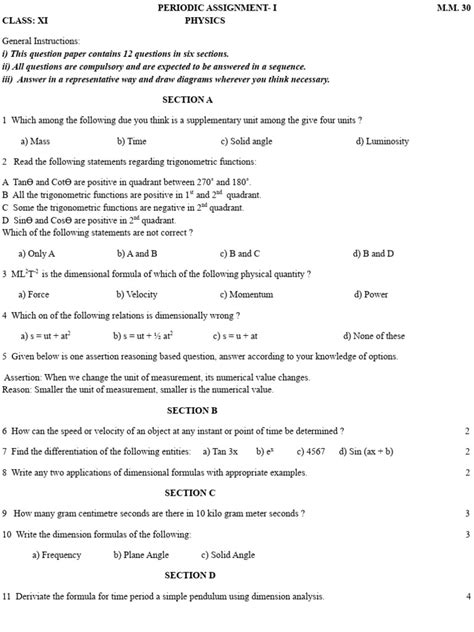 Periodic Assignment Pdf Measurement Physical Quantities