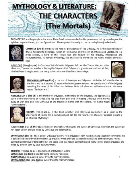 Odyssey Characters Pdf Odysseus Odyssey
