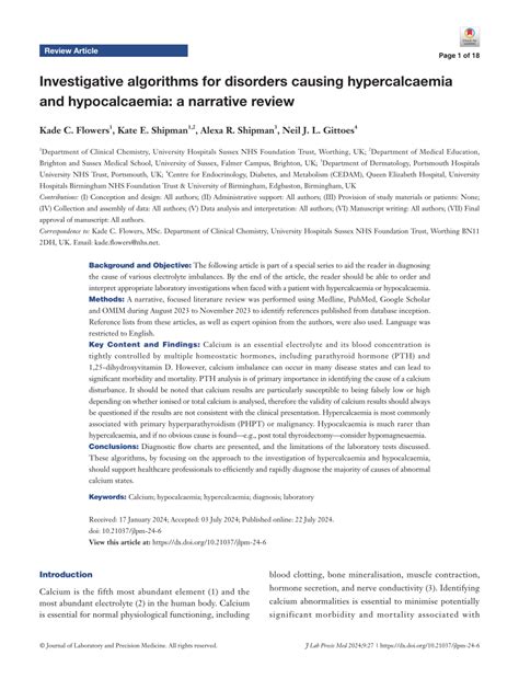 Pdf Investigative Algorithms For Disorders Causing Hypercalcaemia And