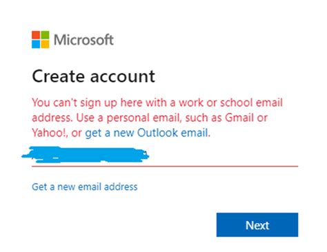 I Am Unable To Create A Microsoft Account Using The Office Gmail
