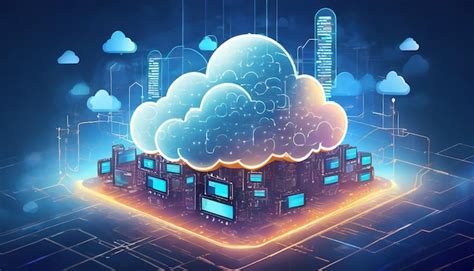 Premium Photo Cloud And Edge Computing Concept Modern It Technology On Virtual Screen Data