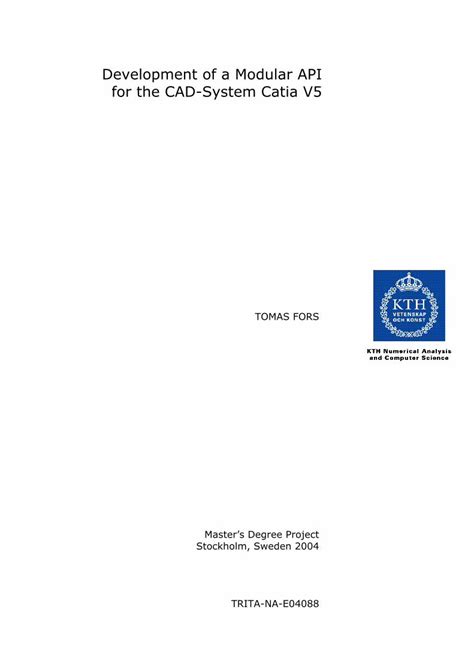 Pdf Development Of A Modular Api For The Cad System Catia V5 Kth