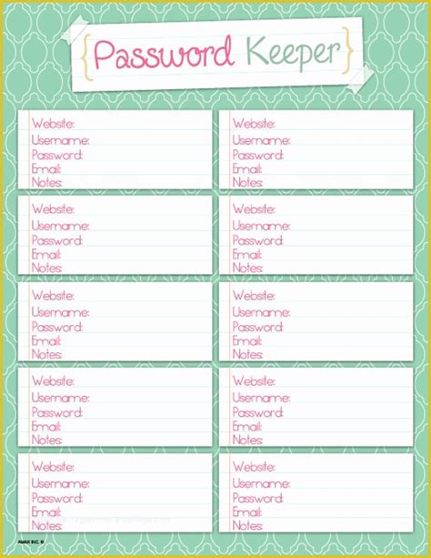 Free Password Keeper Template Printable Of Printable Password Keeper Notebook
