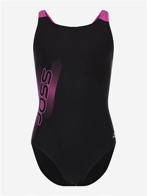 Купальник слитный для девочек Joss арт 122836 черный малиновый цвет — купить за 749 руб со