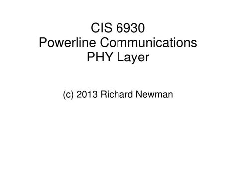 Ppt Cis 6930 Powerline Communications Phy Layer Powerpoint Presentation Id5390757