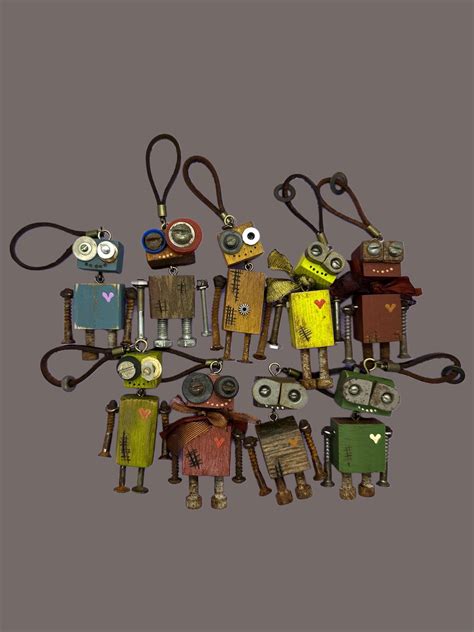 Tiny Robots Keychains Stempunk Miniature Etsy