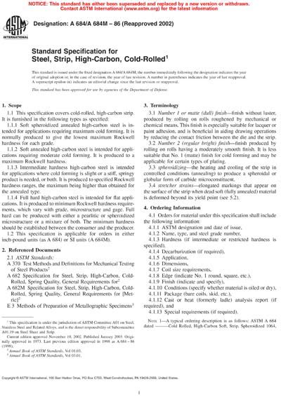 Astm A684 A684m 86 2002 Standard Specification For Steel Strip