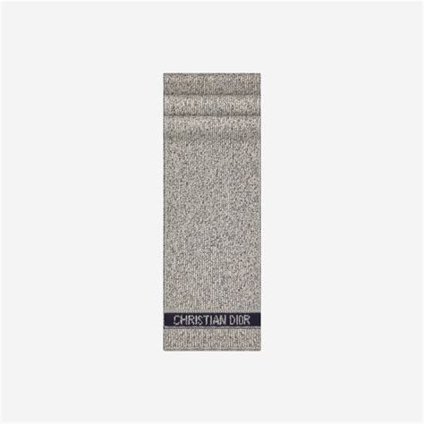 W 디올 D 화이트 스카프 에크루 네이비 블루 버진 울 캐시미어 니트 Dior Kream