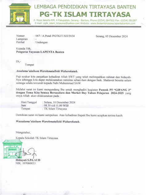 Undangan P5 Tk Pdf
