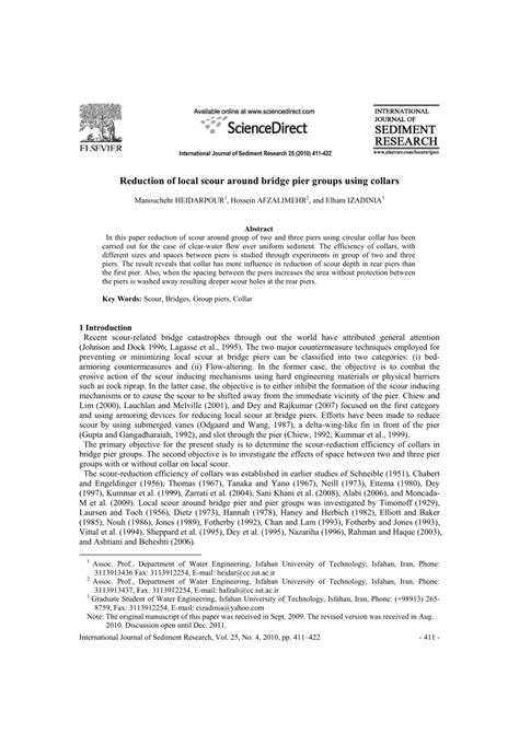 Pdf Reduction Of Local Scour Around Bridge Pier Groups Using Collars
