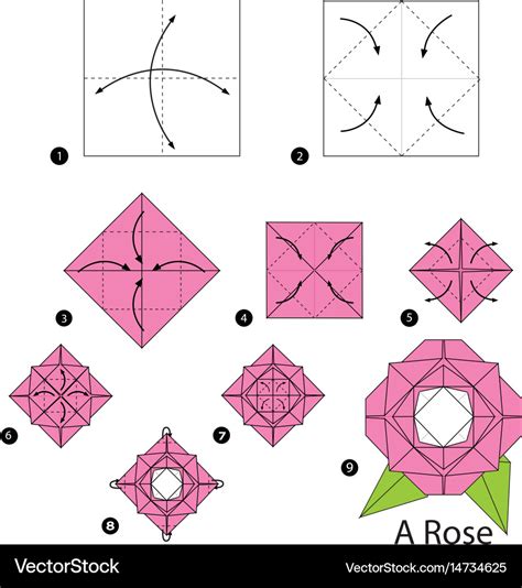 Step By Instructions How To Make Origami Vector Image
