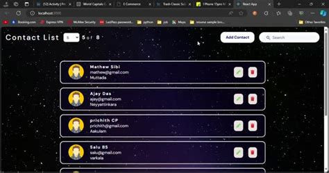 New Project Contact List With Reactjs Prichith C P Posted On The