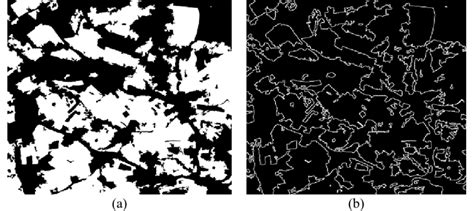 a classified image b the boundary tracing of the classified objects