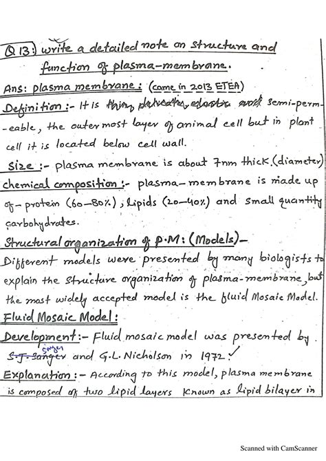 Solution Cell Membrane Or Plasma Membrane Explanation Of Fluid Mosaic Model With Detail