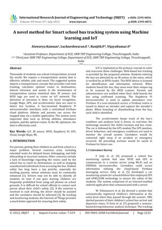 A Novel Method For Smart Babe Bus Tracking System Using Machine Learning And IoT PDF