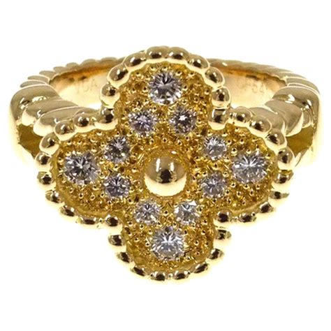 Van Cleef And Arpels Van Cleef And Arpels Gold Diamond Alhambra Ring