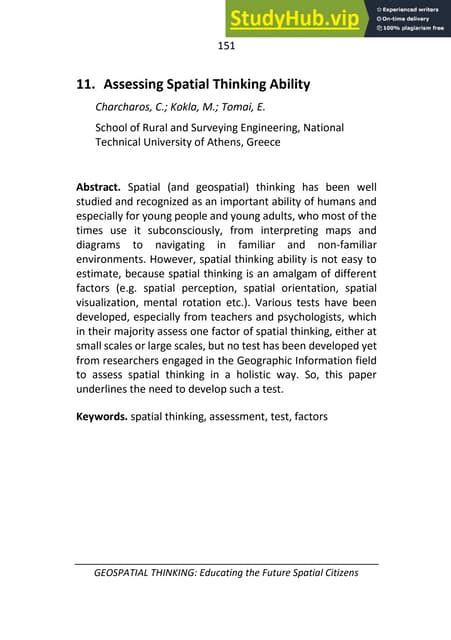 Assessing Spatial Thinking Ability Pdf
