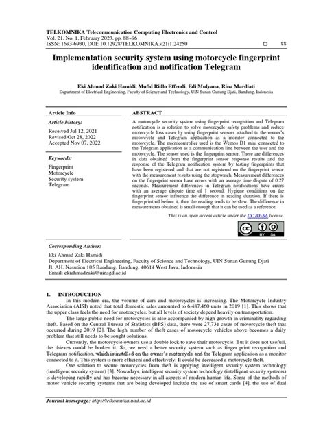 implementation security system using motorcycle fingerprint