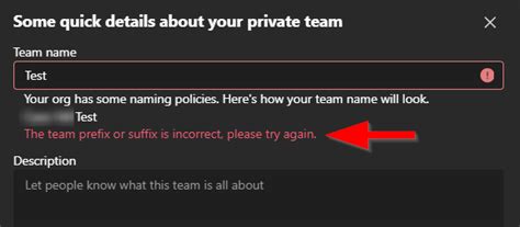New Teams Client Unable To Create A New Team While Using A Naming