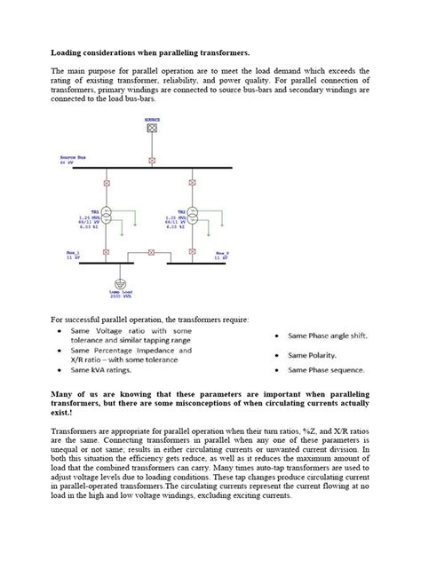 Loading Considerations When Paralleling Transformers Pdf Transformer Electrical Impedance