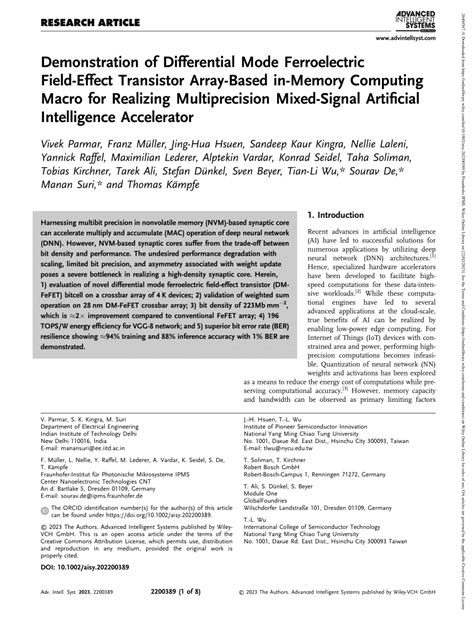 Pdf Demonstration Of Differential Mode Ferroelectric Field Effect Transistor Array Based In