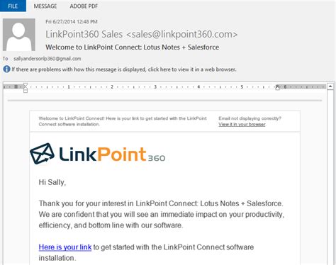 installing linkpoint connect ibm notes salesforce knowledge base