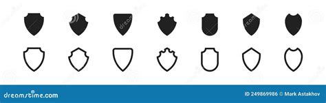 Shield Icon Set Security Shields Shape Silhouette Icons Collection Vector Illustration Stock