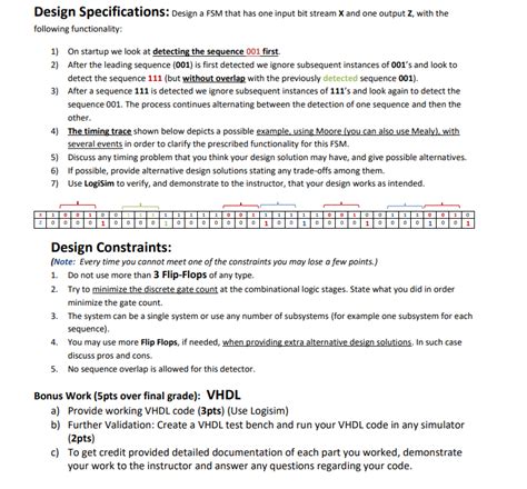 solved design specifications design a fsm that has one