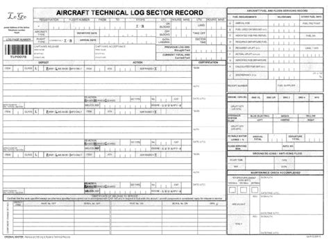 Technical Log Book The Aircraft Techlog Or Logbook