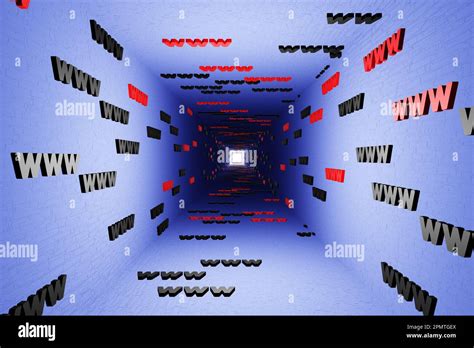 Symbols Sign In Blue Tunnel Background 3d Render Hypertext Transfer Protocol Secure Web 3