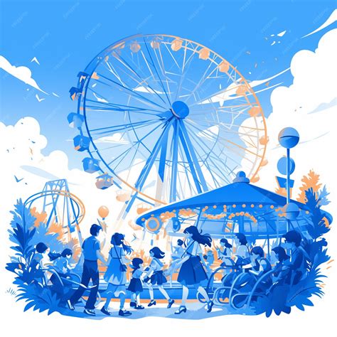 Premium Vector Friends Visiting An Amusement Park