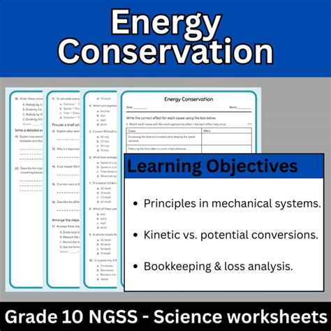 Grade 10 Science Energy Conservation Worksheet Ngss Aligned Pdf