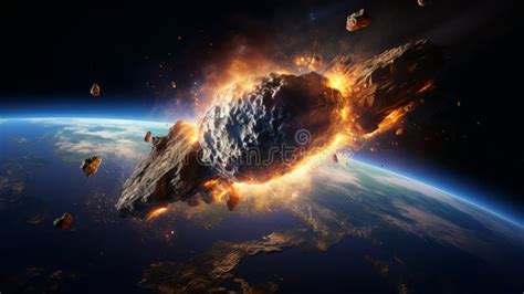 Asteroid Collision Unleashes Fiery Chaos Above Earth Generative Ai