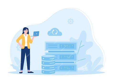 Premium Vector Laptop Storage Synchronization To Big Data Concept Flat Illustration