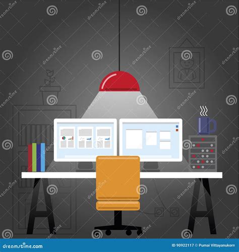 desk stock vector illustration of equipment frame culture 90922117