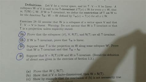 Solved Definitions Let V Be A Vector Space And Let T V V Chegg