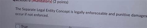 solved the separate legal entity concept is legally