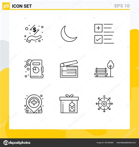 User Interface Pack Basic Outlines Clapper Board Text Action