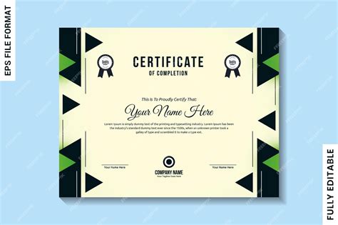 Premium Vector Certificate Of Completion Design Template With Badges