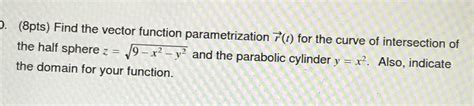 Solved Pts Find The Vector Function Parametrization Chegg