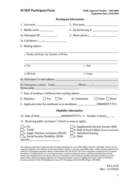 Fillable Online Scsep Participant Form Fax Email Print Pdffiller