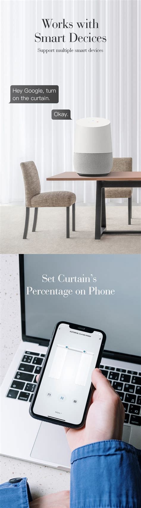 Smart WiFi Zigbee Electric Curtain Motor S Folding Curtain Track SIXIN Smart