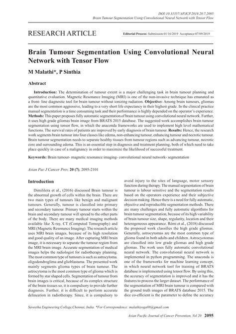 pdf brain tumour segmentation using convolutional neural network with