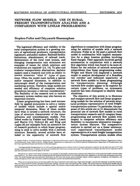 pdf network flow models use in rural freight transportation analysis