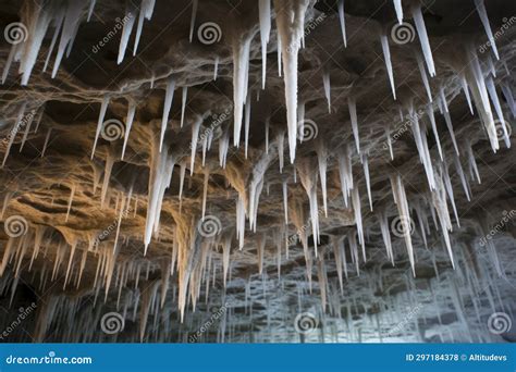 Stalactites Hanging From Cave Ceiling Forming Different Shapes Cartoon