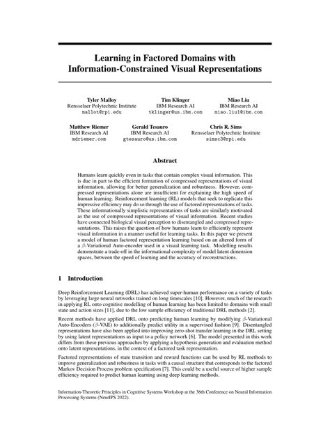Pdf Learning In Factored Domains With Information Constrained Visual