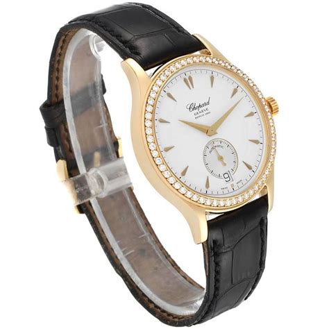 Chopard Classique Yellow Gold Silver Dial Diamond Mens Watch 1860 For