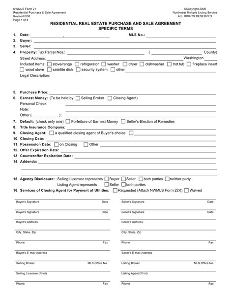 Nwmls Form 21 Printable Blank Pdf Online